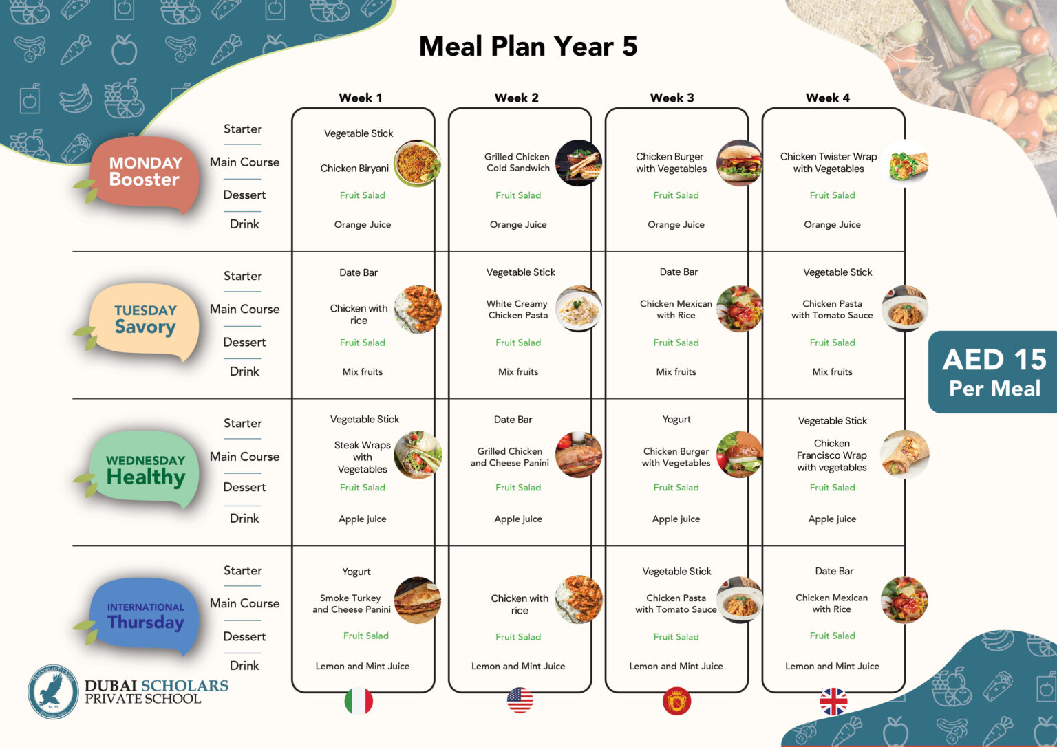 School Meal Plan - Dubai Scholars Private School